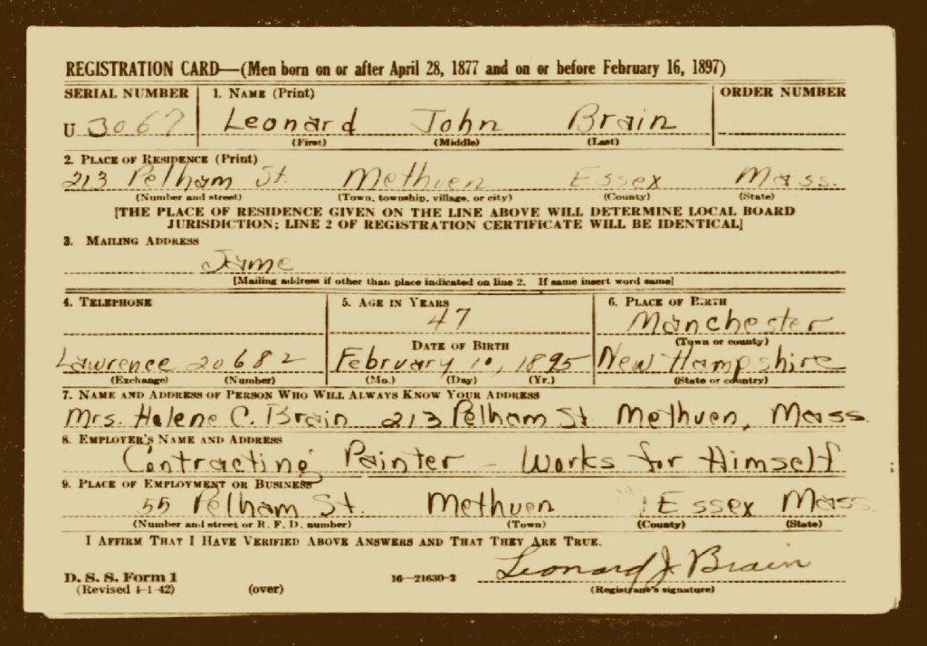 What Draft Cards Tell Us About Brain Family History. – Our Family Tree ...